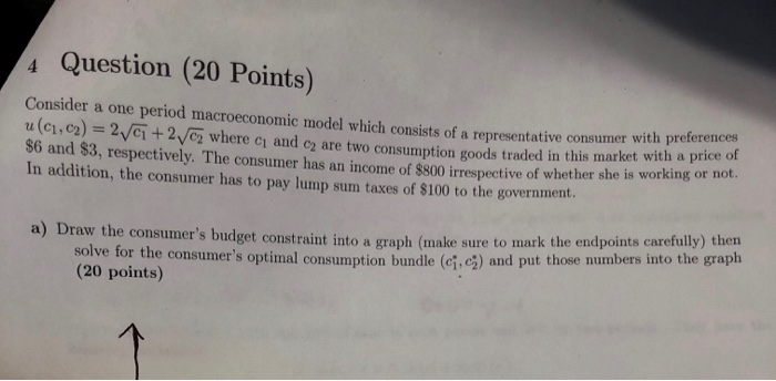 Solved Question (20 Points) Consider a one period | Chegg.com