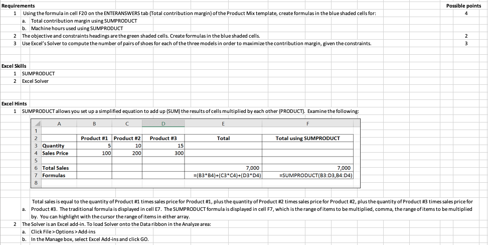 Requirement 1 Using the formula in cell F20 (Total | Chegg.com