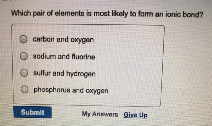 Solved Which pair of elements is most likely to form an | Chegg.com Solved Which pair of elements is most likely to form an | Chegg.com