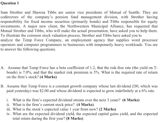 Solved Question 1 Sam Strother and Shawna Tibbs are senior | Chegg.com