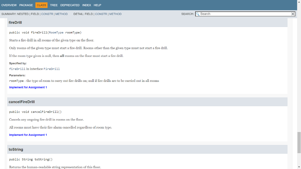 Solved OVERVIEW PACKAGE CLASS TREE DEPRECATED INDEX HELP | Chegg.com