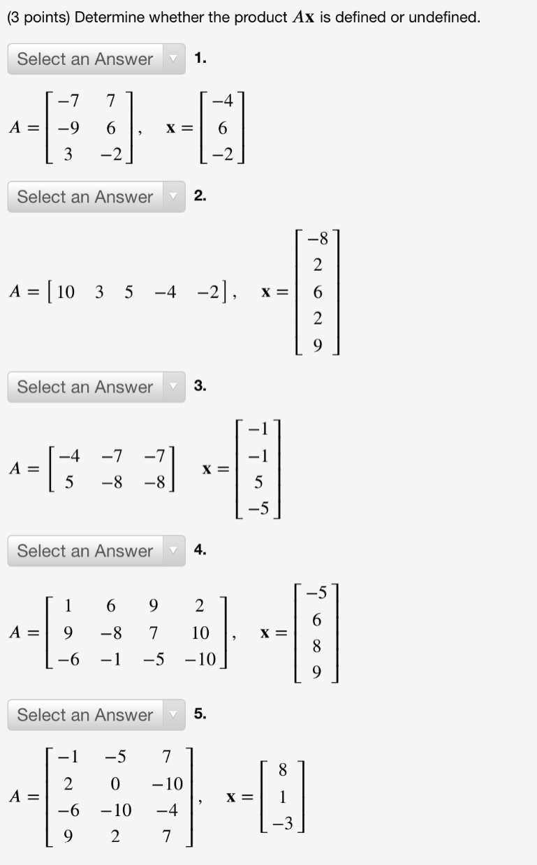 Solved (3 points) Determine whether the product Ax is | Chegg.com