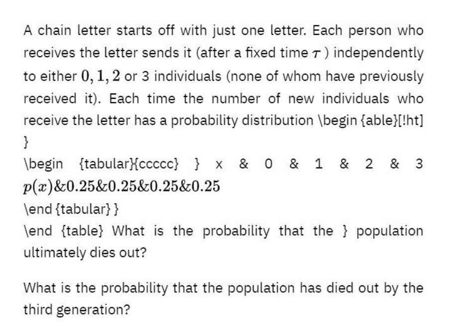 Solved A chain letter starts off with just one letter. Each | Chegg.com