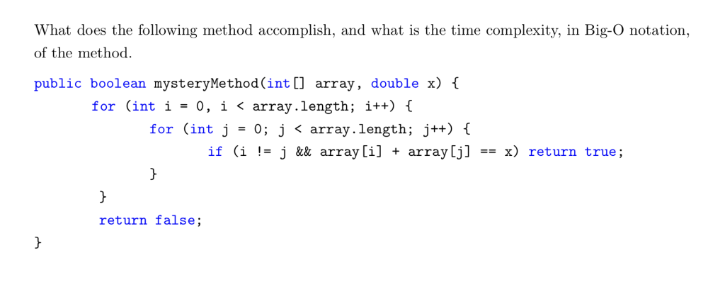 Solved What does the following method accomplish, and what | Chegg.com