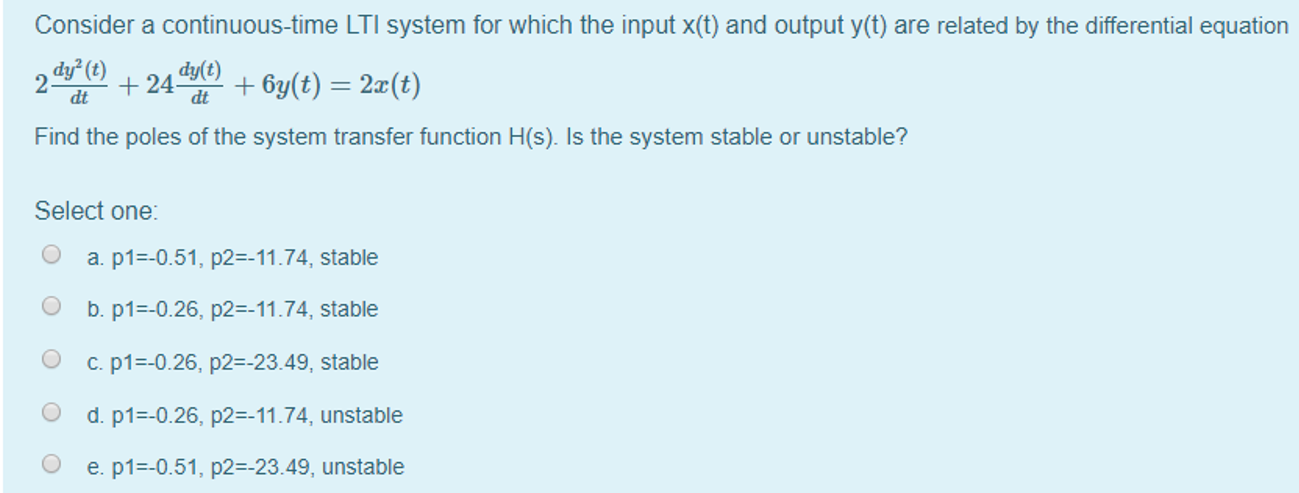 Solved Consider a continuous-time LTI system for which the | Chegg.com