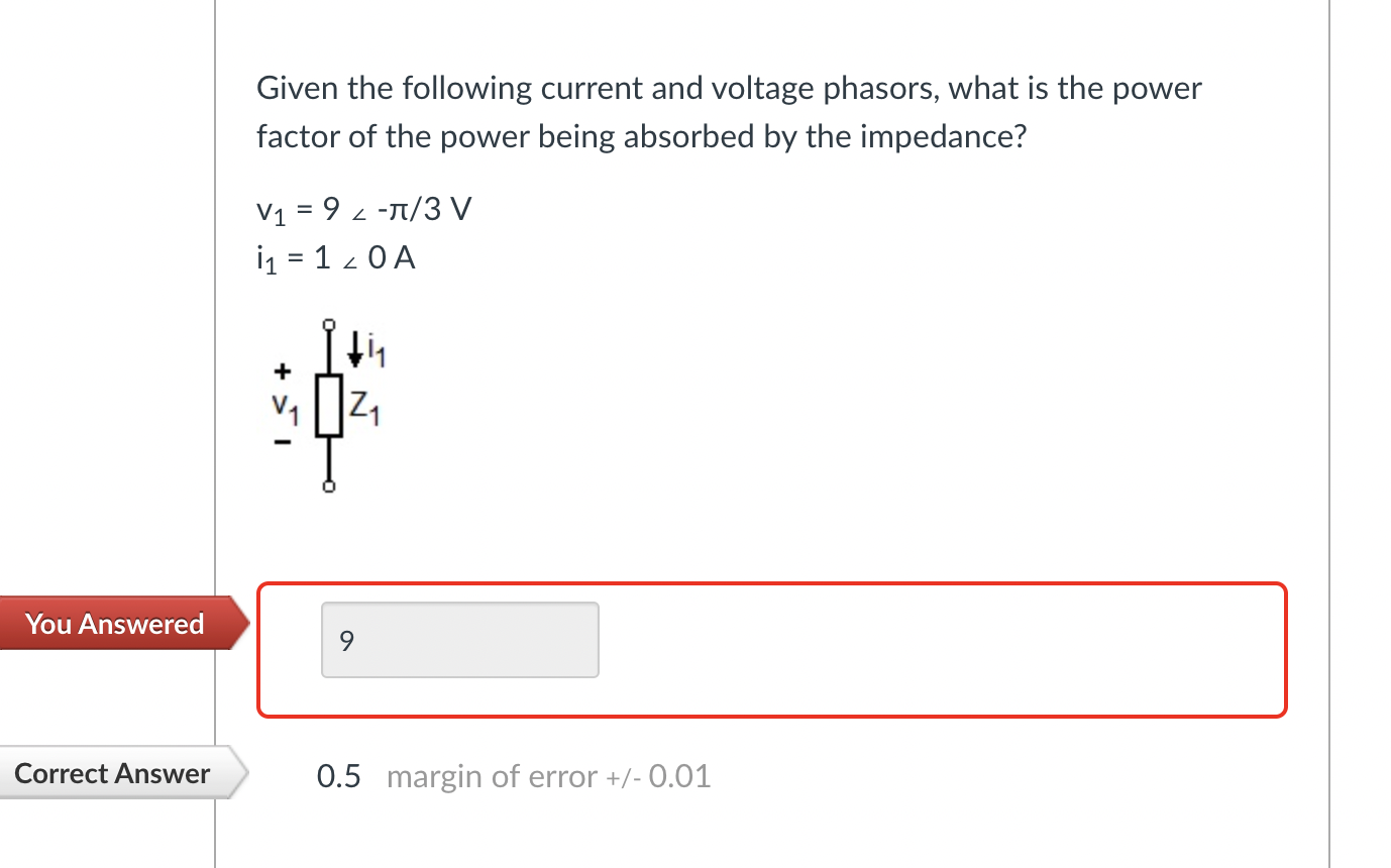 Solved Given the following current and voltage phasors, what | Chegg.com