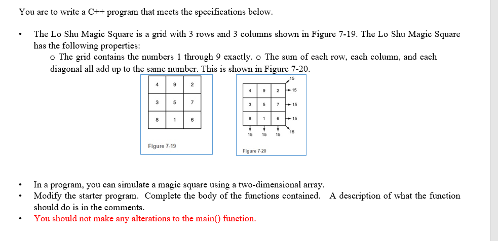 Solved You are to write a C++ program that meets the | Chegg.com