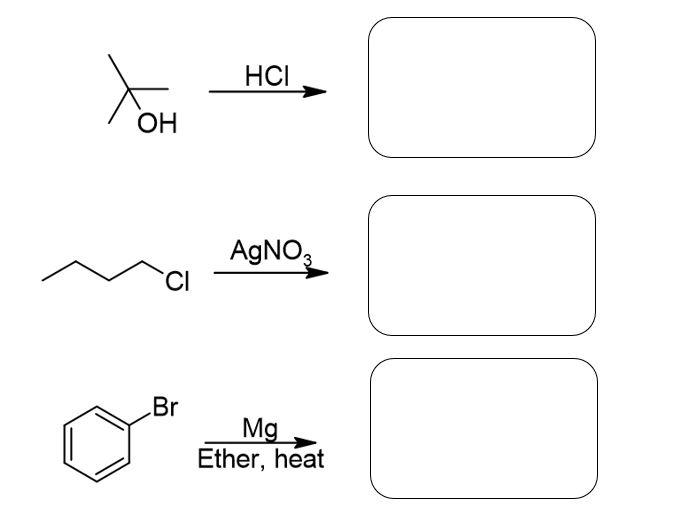 Solved HCI OH AgNO3 CI Br Mg Ether, heat | Chegg.com