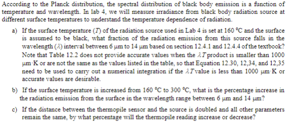 Solved According to the Planck distribution, the spectral | Chegg.com