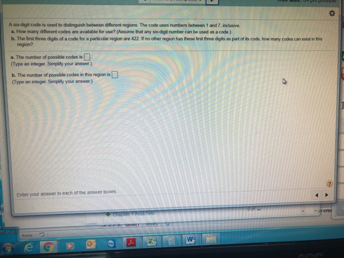 Solved A six-digit code is used to distinguish between | Chegg.com
