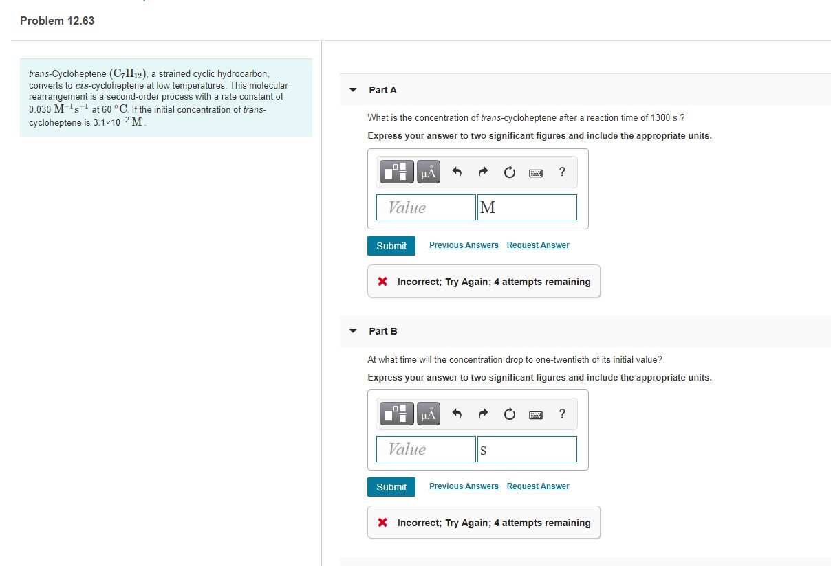Solved Problem 12.63 Part A trans-Cycloheptene (CH2), a | Chegg.com