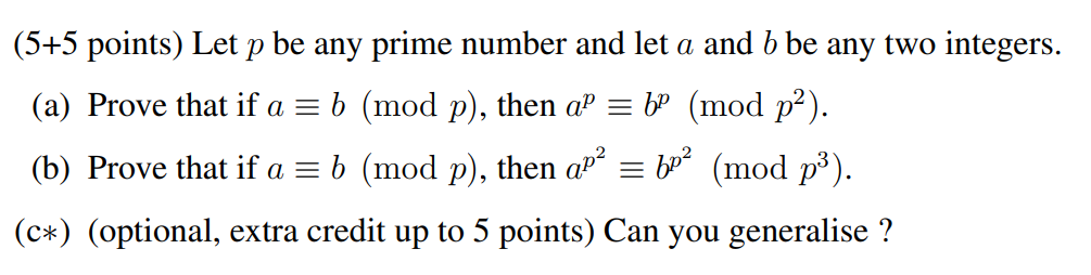Solved (5+5 points) Let p be any prime number and let a and | Chegg.com