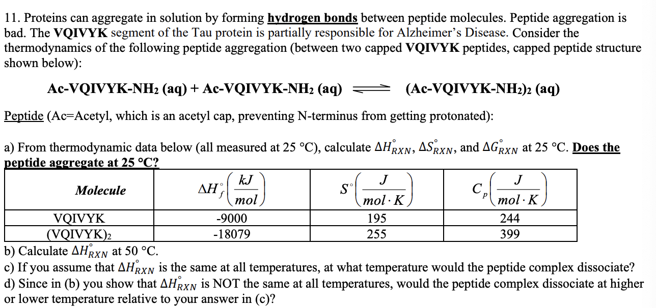 11. Proteins can aggregate in solution by forming | Chegg.com