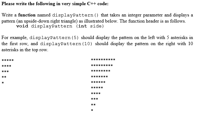 Solved Please write the following in very simple C++ code: | Chegg.com