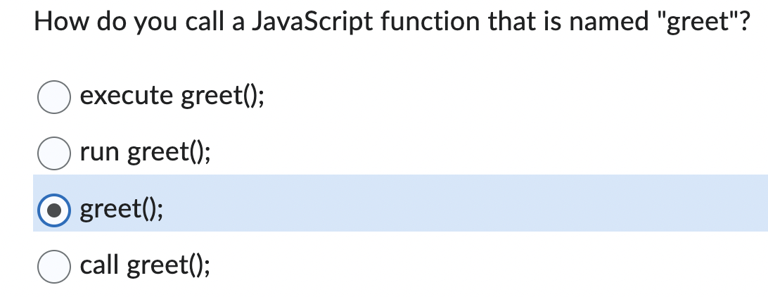 Solved How do you call a JavaScript function that is named | Chegg.com