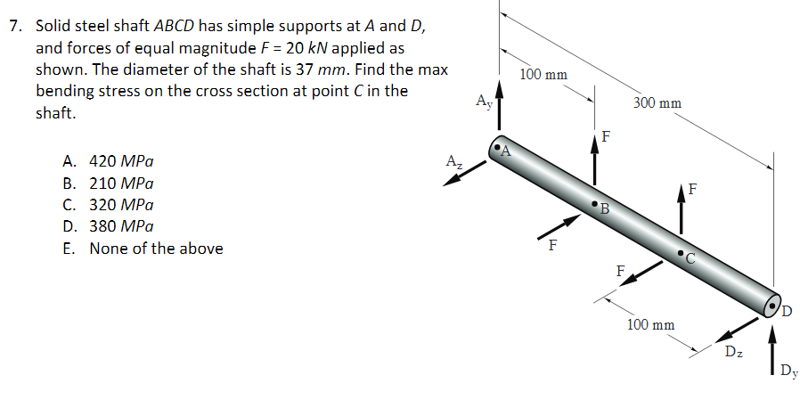 Solved 7. Solid steel shaft ABCD has simple supports at A | Chegg.com