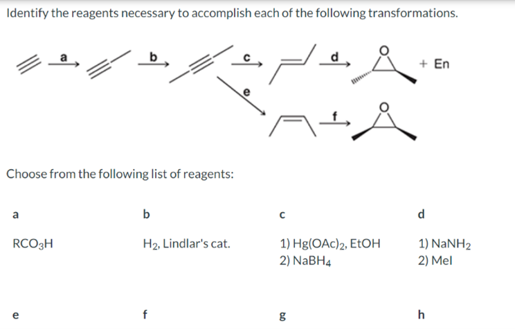 Solved Identify the reagents necessary to accomplish each of | Chegg.com