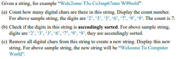 Solved In Java: 2. Given a string, for example “Welc2ome T3o | Chegg.com