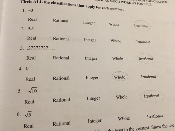 Solved Circle ALL the classifications that apply for each | Chegg.com