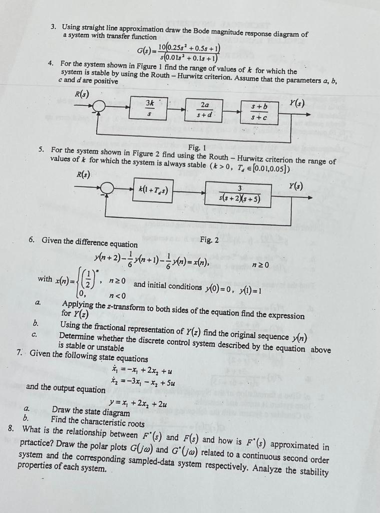 Solved 3. Using straight line approximation draw the Bode | Chegg.com