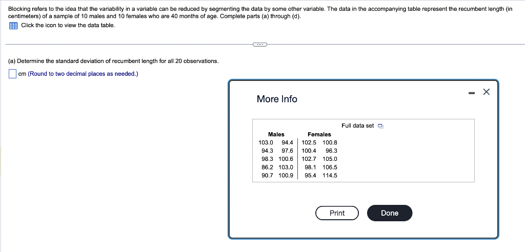 Solved centimeters) of a sample of 10 males and 10 females | Chegg.com