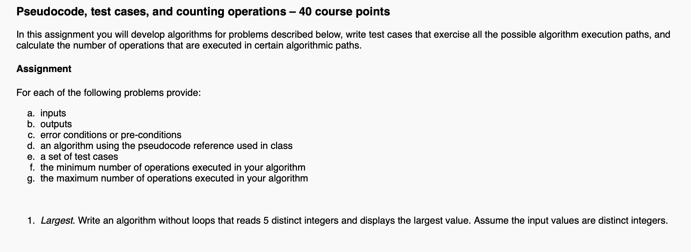 Solved Pseudocode Test Cases And Counting Operations 40