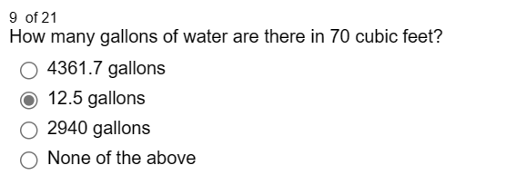 Solved 9 of 21 How many gallons of water are there in 70 | Chegg.com
