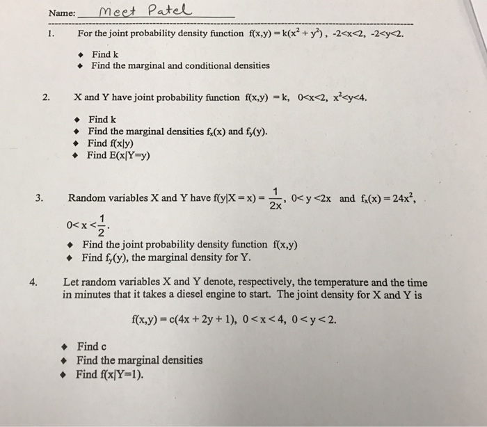 Solved For the joint probability density function f (x, y) = | Chegg.com