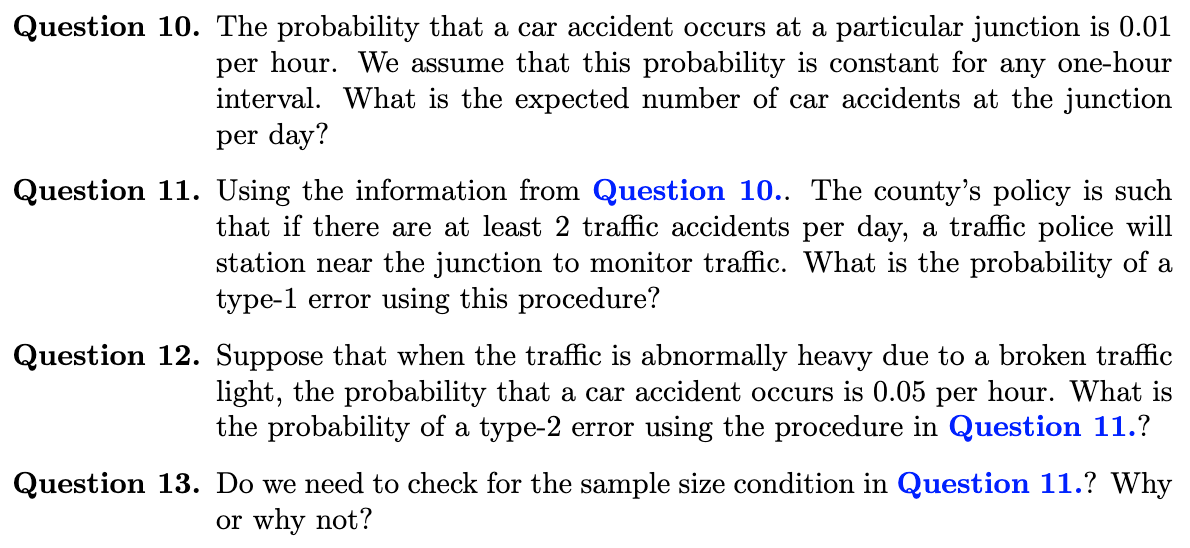 Solved Question 10. The probability that a car accident | Chegg.com