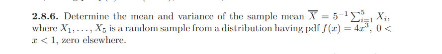 Solved 2.8.6. Determine the mean and variance of the sample | Chegg.com