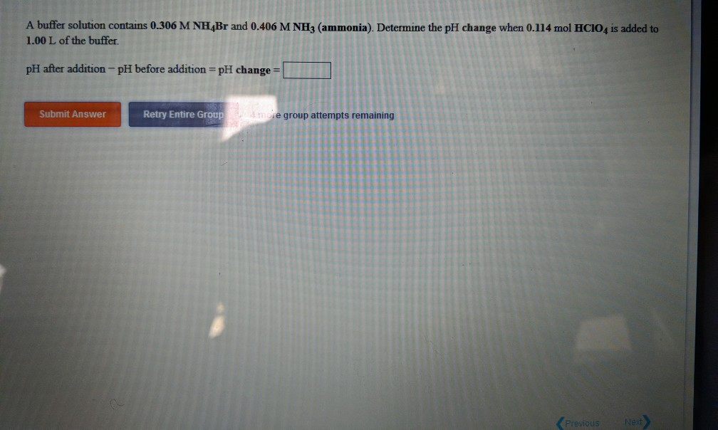 Solved A buffer solution contains 0.306 M NH4Br and 0.406 M | Chegg.com