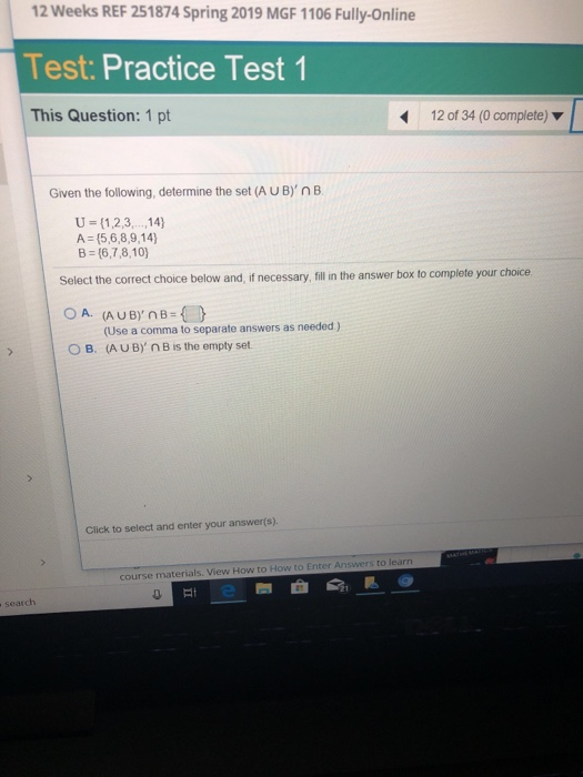 Solved 12 Weeks REF 251874 Spring 2019 MGF 1106 Fully-Online | Chegg.com
