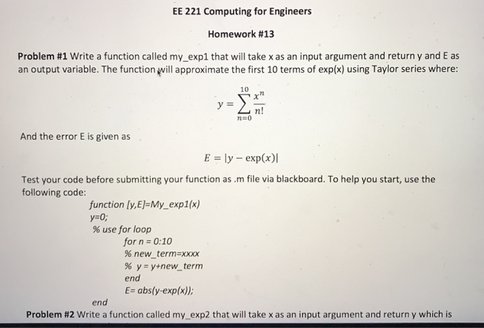 Solved Ee 221 Computing For Engineers Homework 13 Problem 