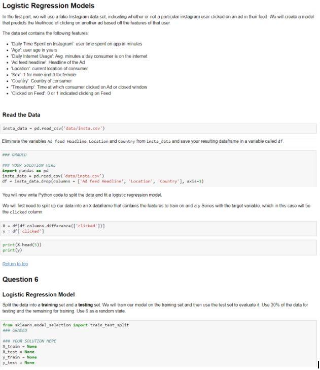 Solved Logistic Regression Models In the first part we will | Chegg.com