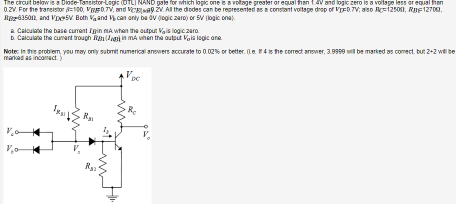 Solved The circuit below is a Diode-Tansistor-Logic (DTL) | Chegg.com