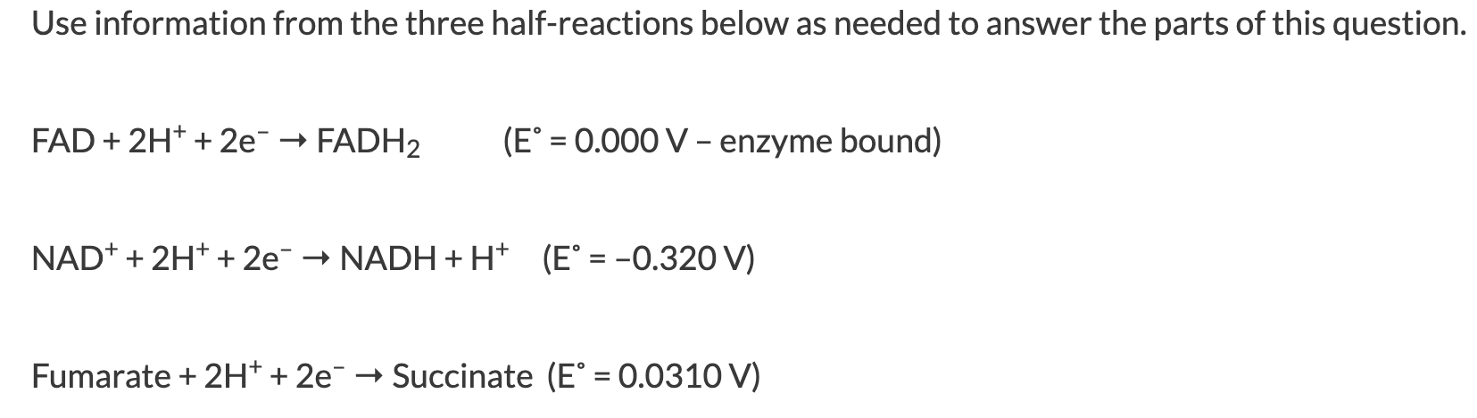 Solved Use information from the three half-reactions below | Chegg.com
