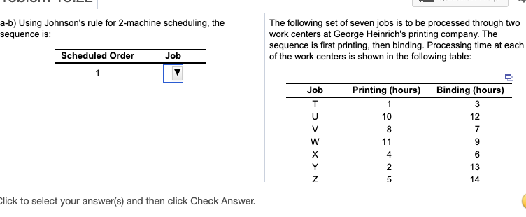 Solved a-b) Using Johnson's rule for 2-machine scheduling, | Chegg.com