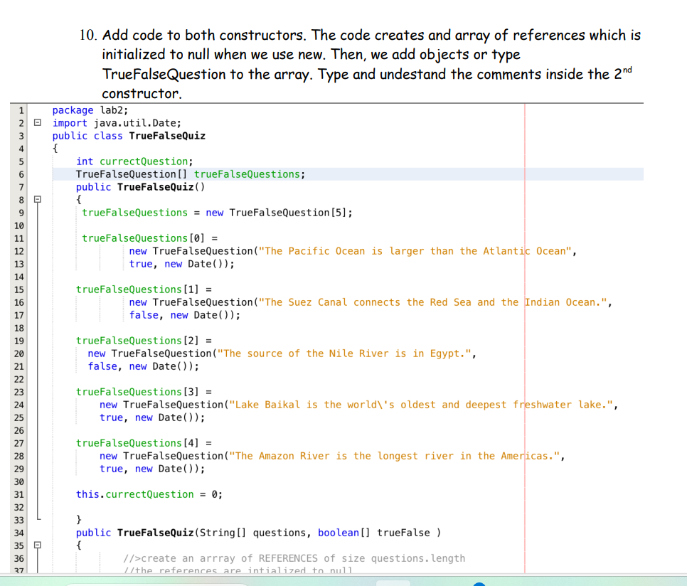 Solved Add code to both constructors. The code creates and | Chegg.com