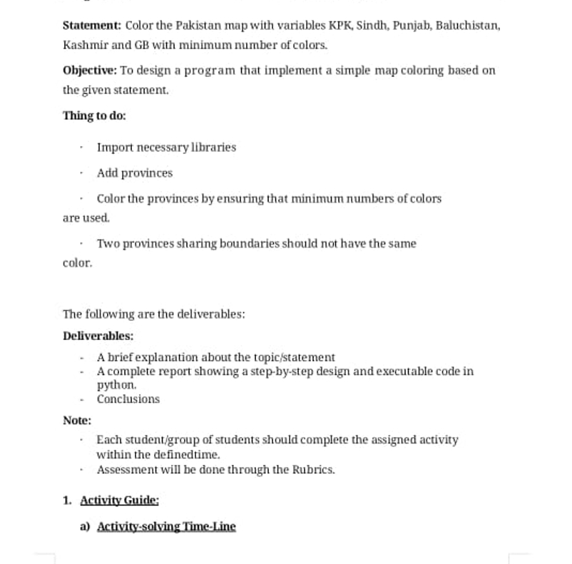 Solved Statement: Color the Pakistan map with variables KPK, | Chegg.com