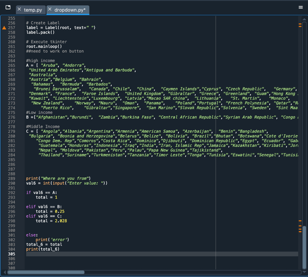 I want to code in python a drop-down menu with all of | Chegg.com