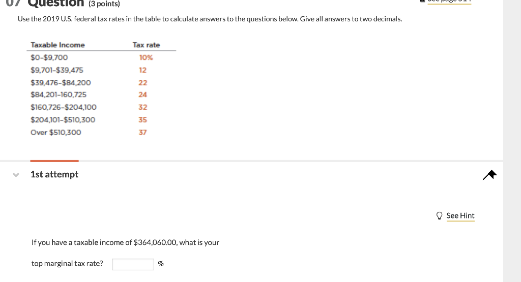 Solved Use the 2019 U.S. federal tax rates in the table to | Chegg.com