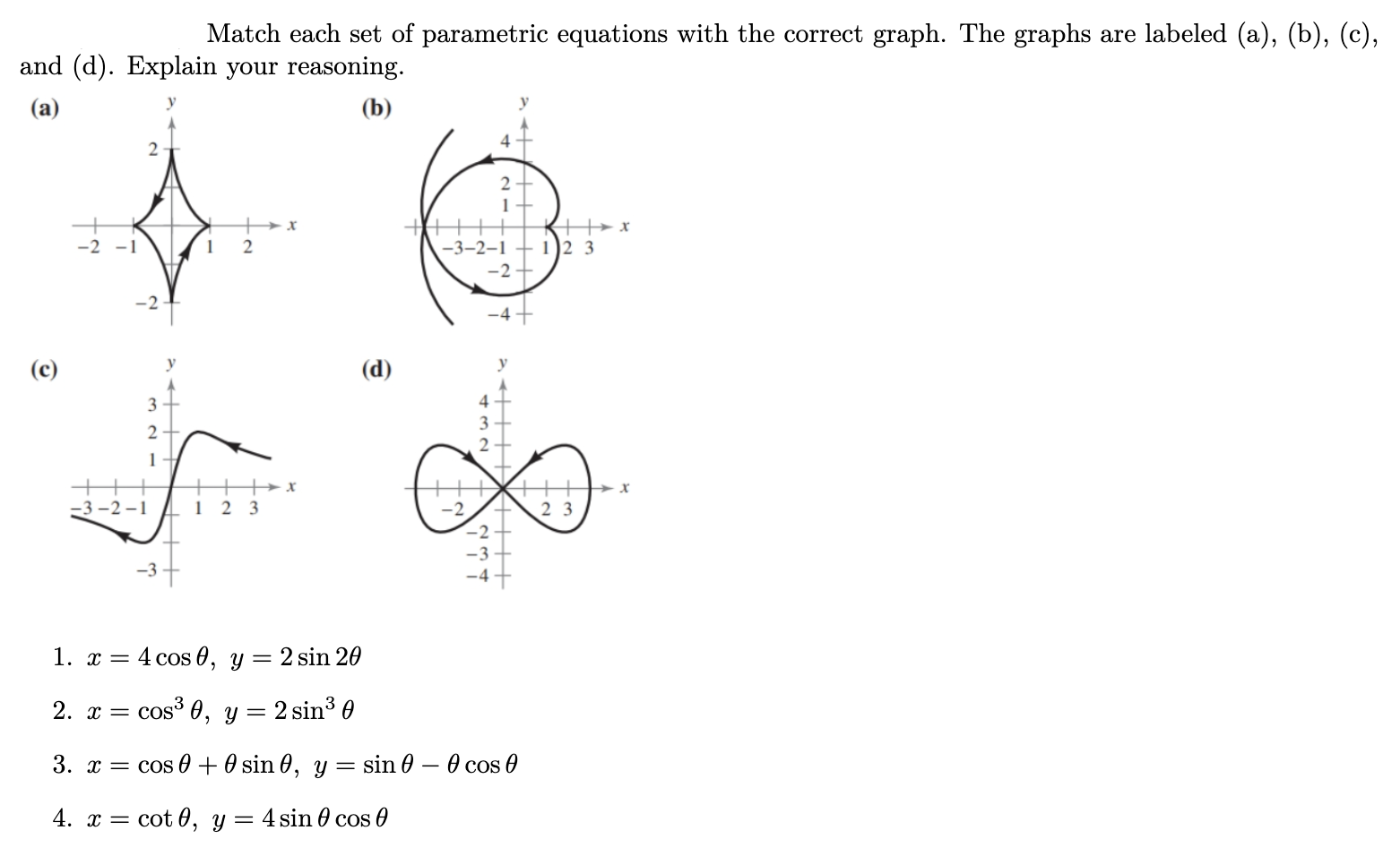 Solved Match each set of parametric equations with the | Chegg.com
