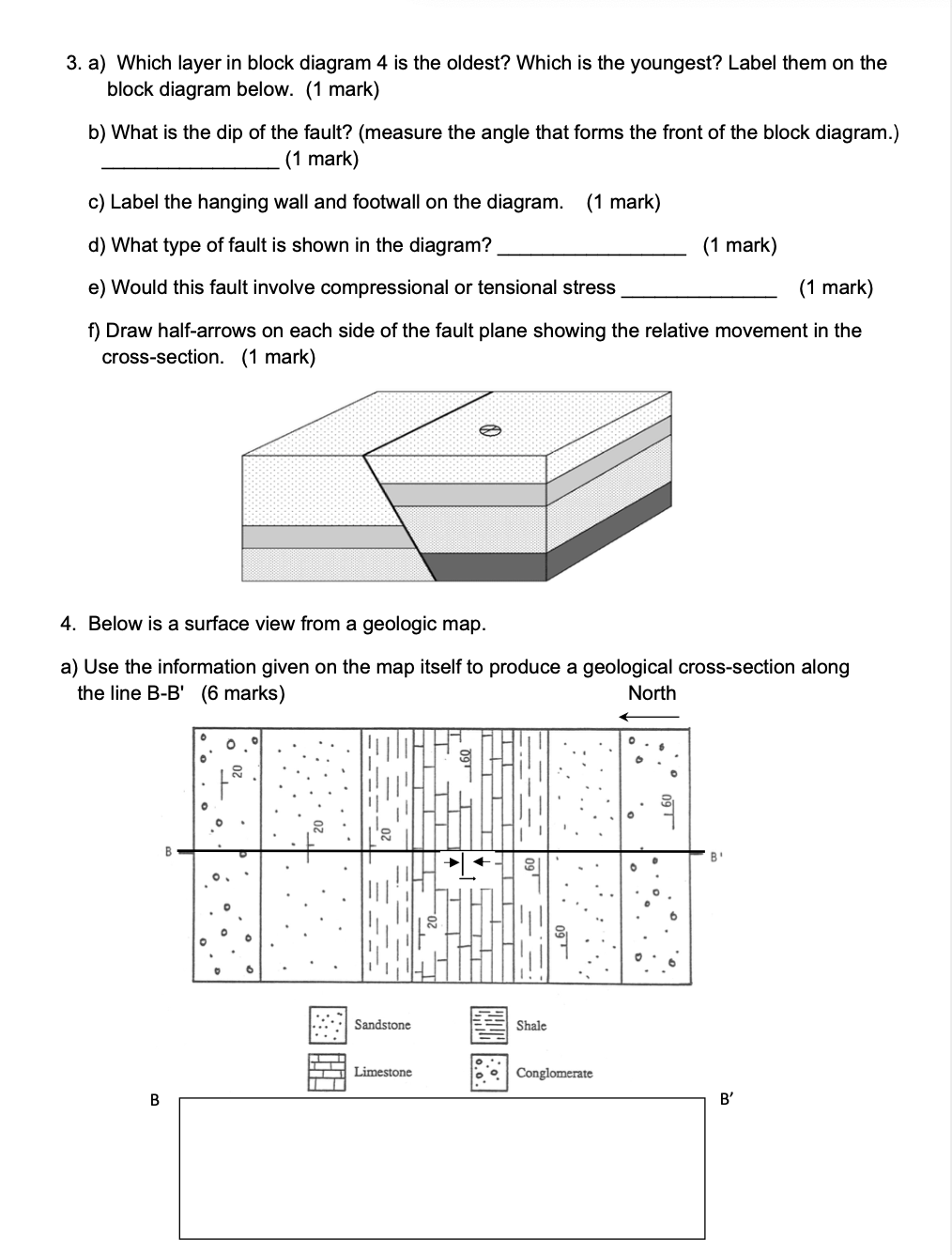 Solved 3. a) Which layer in block diagram 4 is the oldest? | Chegg.com
