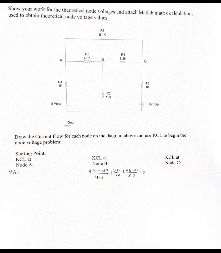 Solved Show your work for the theoretical node voltages and | Chegg.com