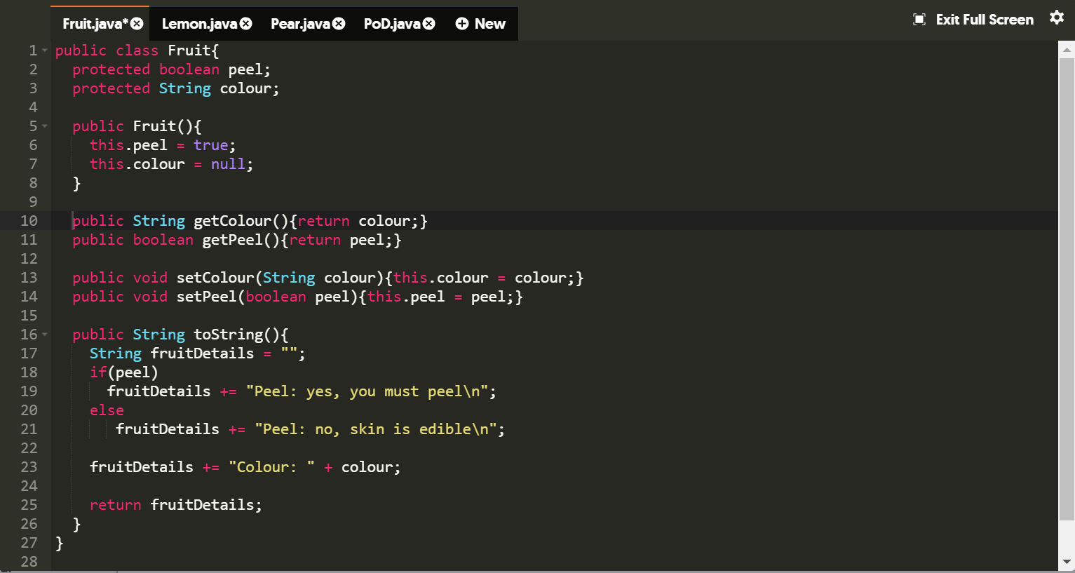 Solved Instructions Today you will be given a Fruit class. | Chegg.com