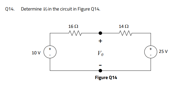 Solved Q14. Determine Voin the circuit in Figure Q14. 1622 M | Chegg.com