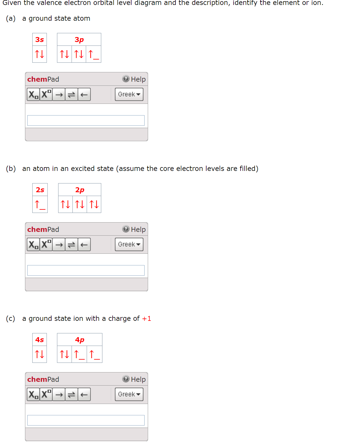 Solved Given the valence electron orbital level diagram and | Chegg.com
