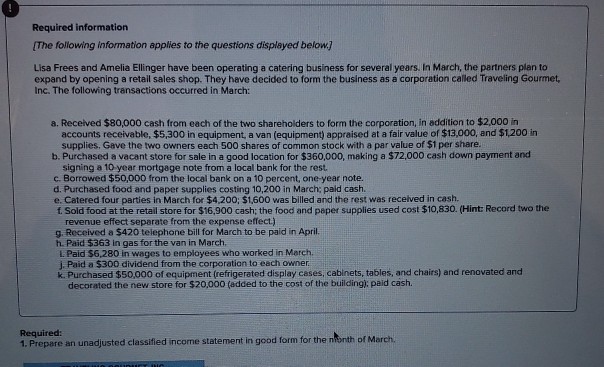 Solved Required information (The following information | Chegg.com