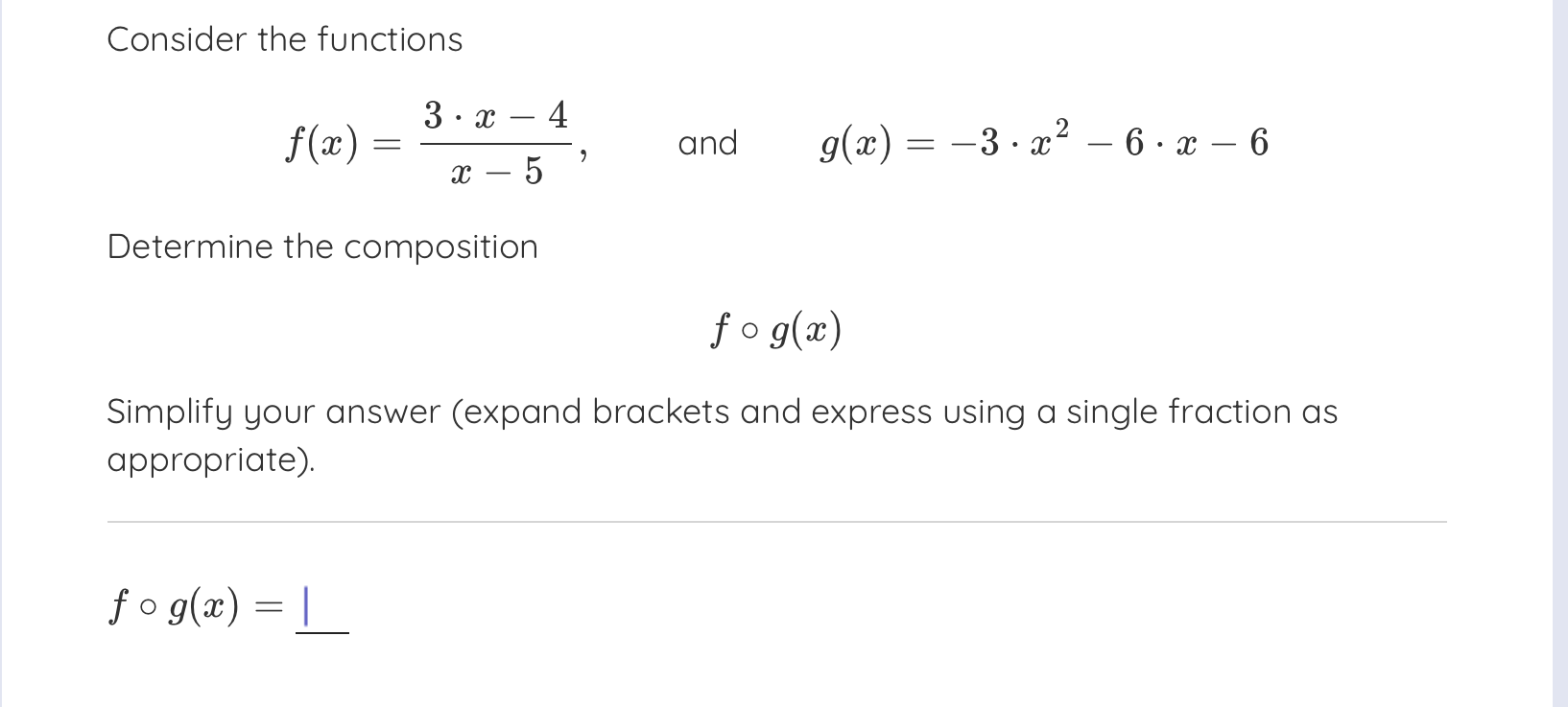 Solved Consider the functions \\[ f(x)=\\frac{3 \\cdot | Chegg.com