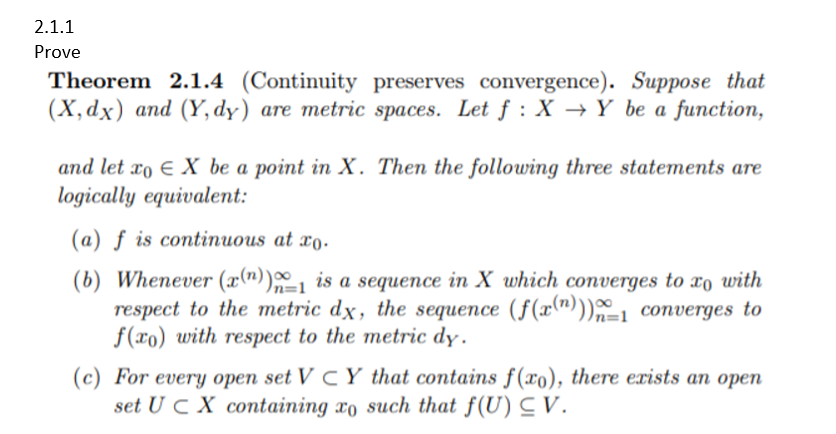 Solved Prove Theorem 2 1 4 Continuity Preserves